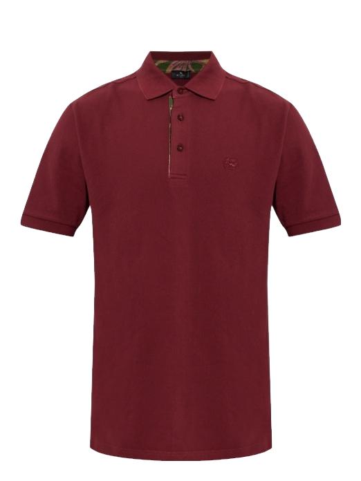 ETRO PLAIN-COLOURED COTTON POLO SHIRT WITH PRINTED DETAILS